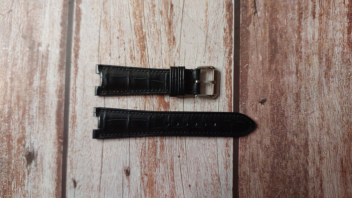 Black Crocodile Leather Custom Notched Strap For Concord Watch – VGreen