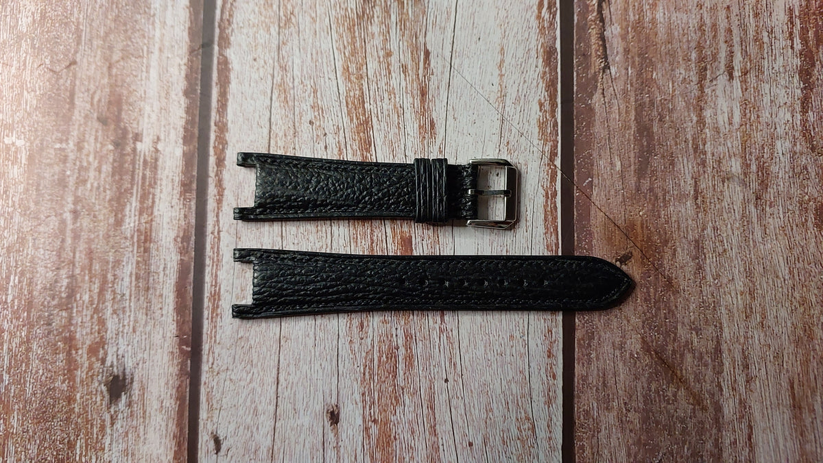 Black Shark Skin Leather Custom Notched Strap For Kenneth Cole Watch ...