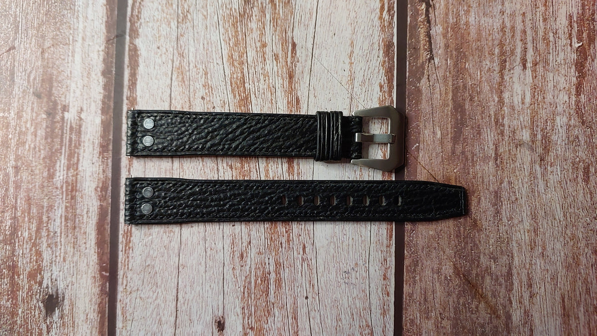 Black Full Grain Shark Skin Leather Strap For Tissot Le loche Watch ...