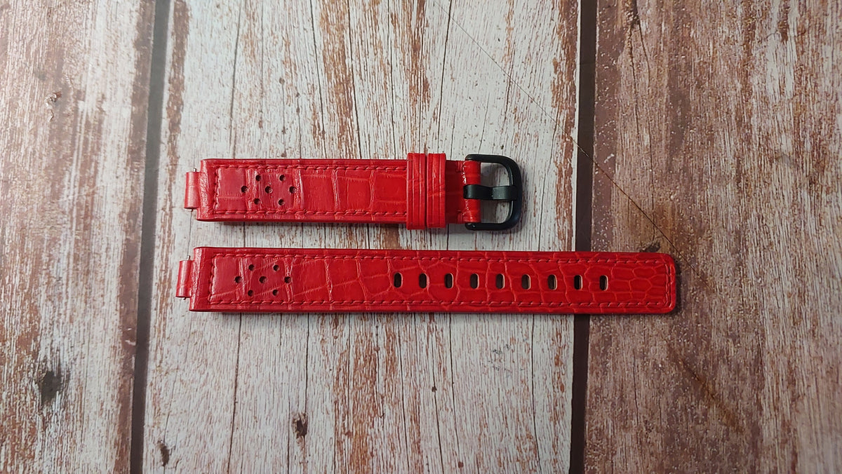 Red Full Grain Crocodile Leather Strap – VGreen