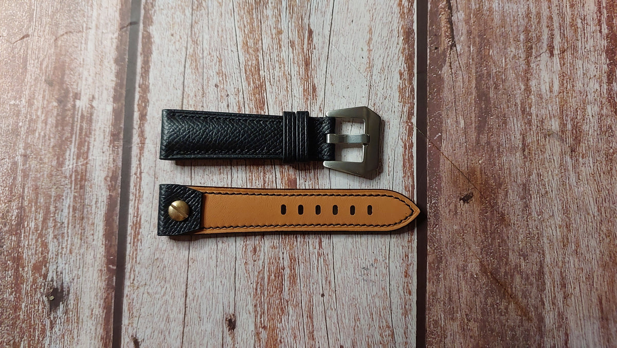 Black Epsom Leather Custom Open Ended Strap For 1934 Zenith Special Pi ...