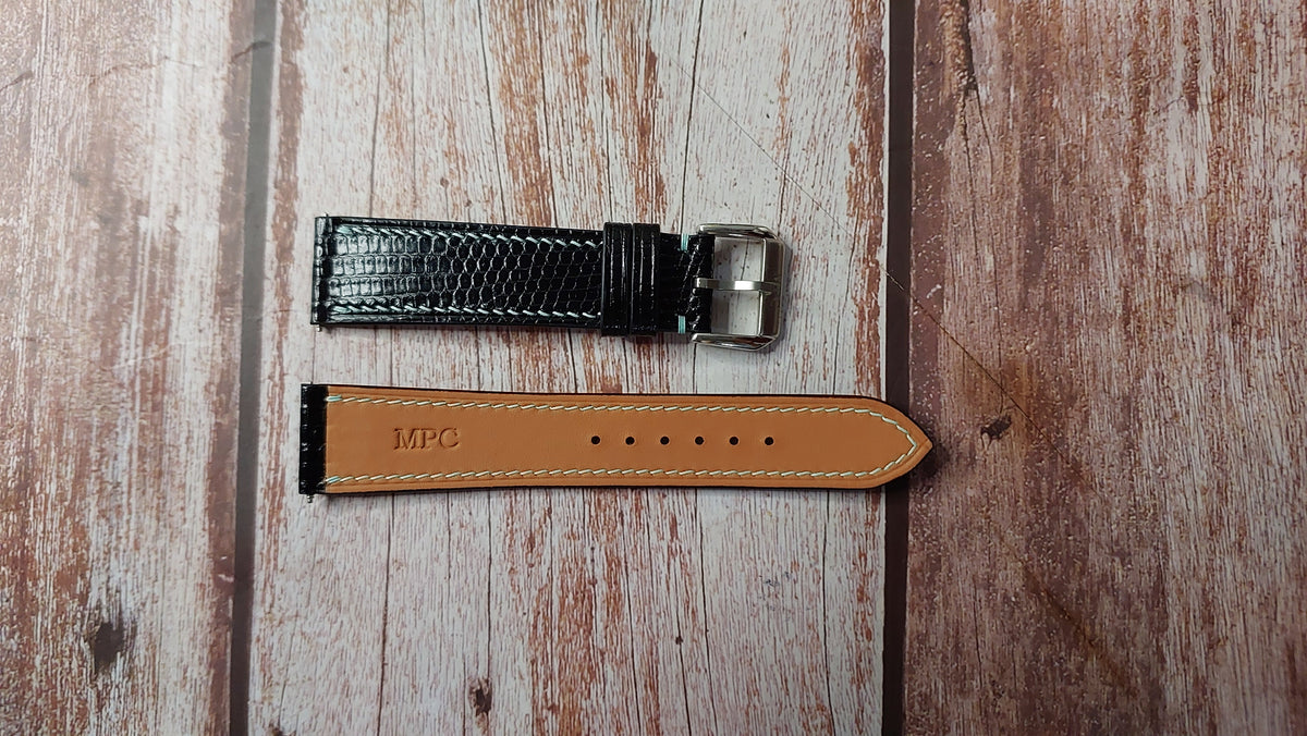 Black Full Grain Lizard Leather Strap – VGreen