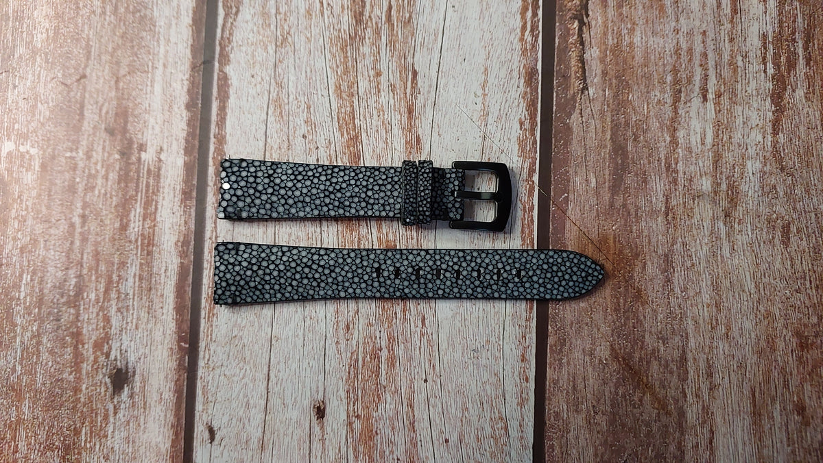 Black Full Grain Stingray Custom Leather Strap For Omega Speed Master ...