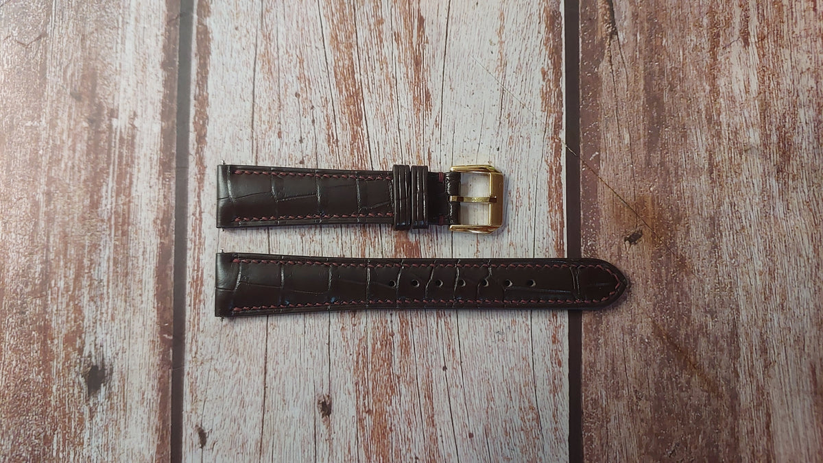 Brown Full Grain Crocodile Custom Leather Strap For Jaeger Grand Revei ...