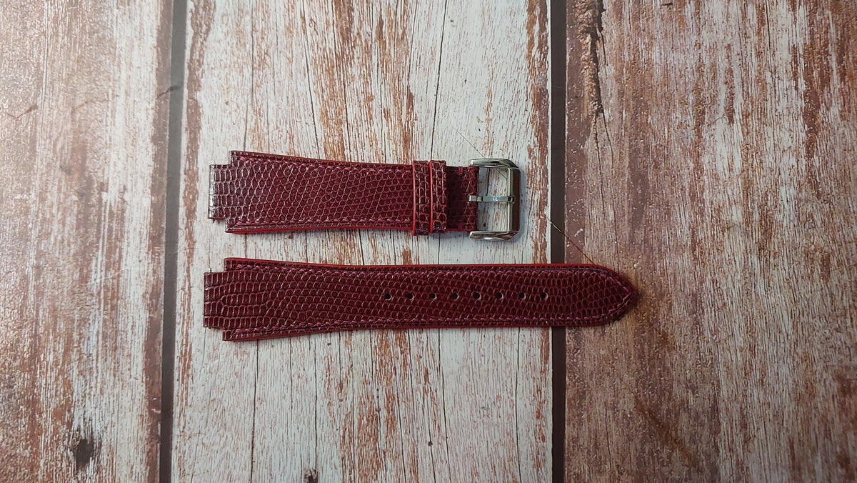 Red Lizard Leather Custom Notched Strap For LumiNox series 700 Watch ...