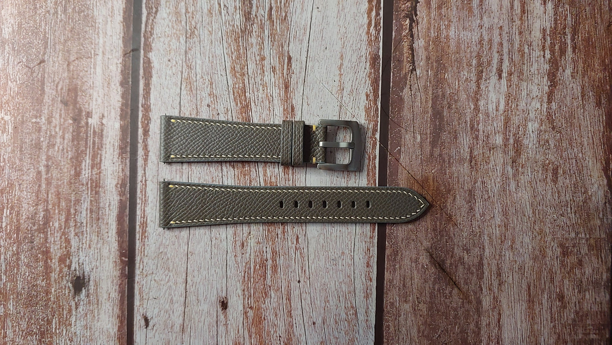 Gray Epsom Custom Leather Strap For Omega Seamaster Vintage Watch – VGreen