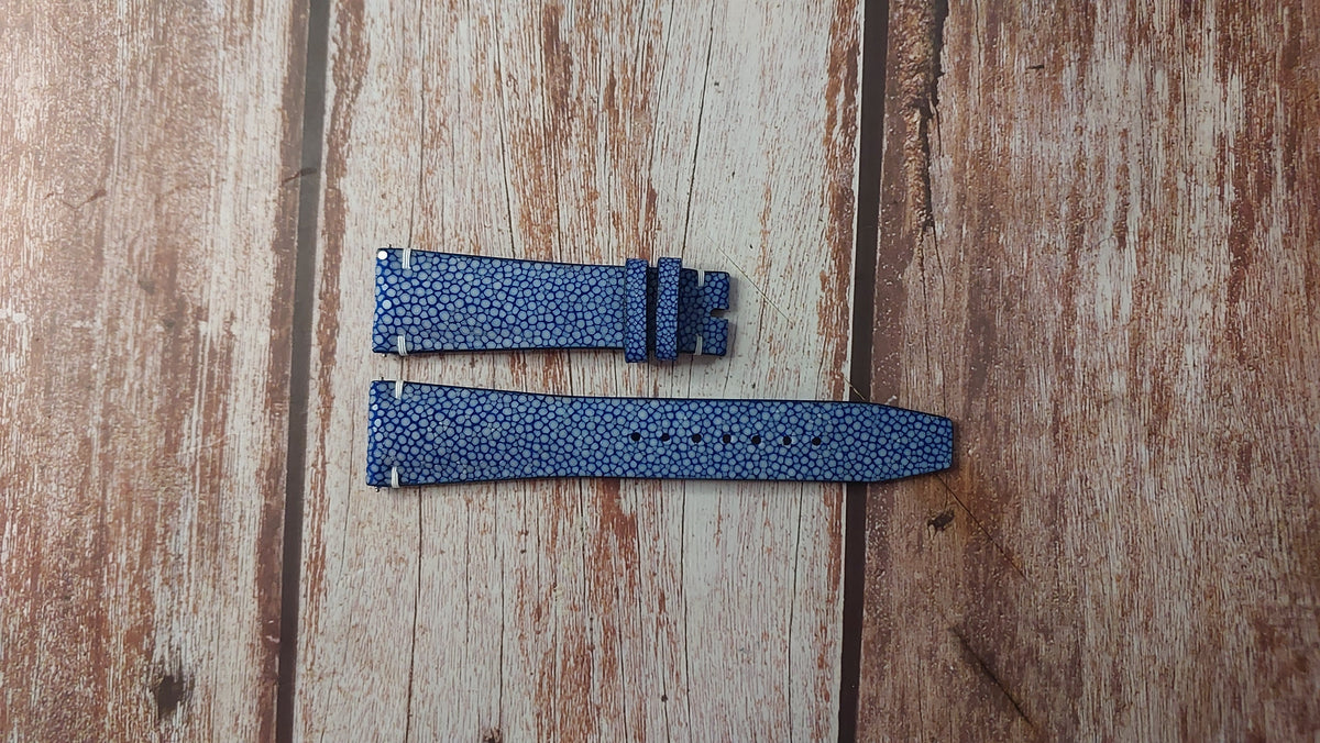Blue Full Grain Stingray Custom Leather Strap For Navitimer AB01 Watch ...