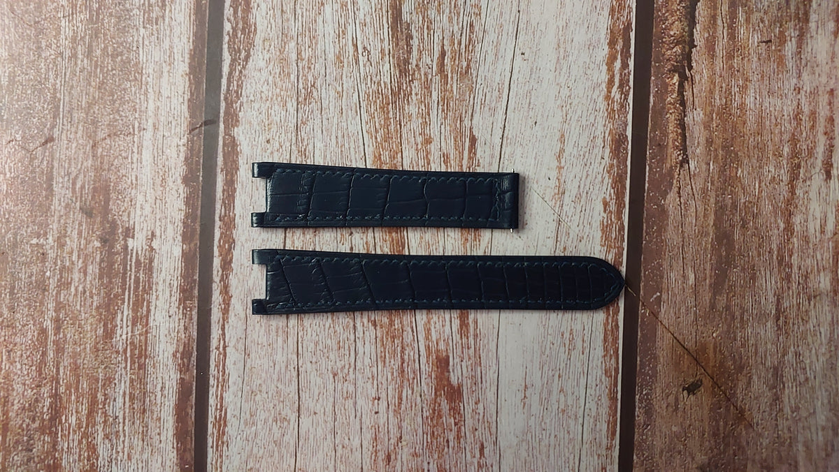 Dark Blue Crocodile Leather Custom Notched Strap – VGreen