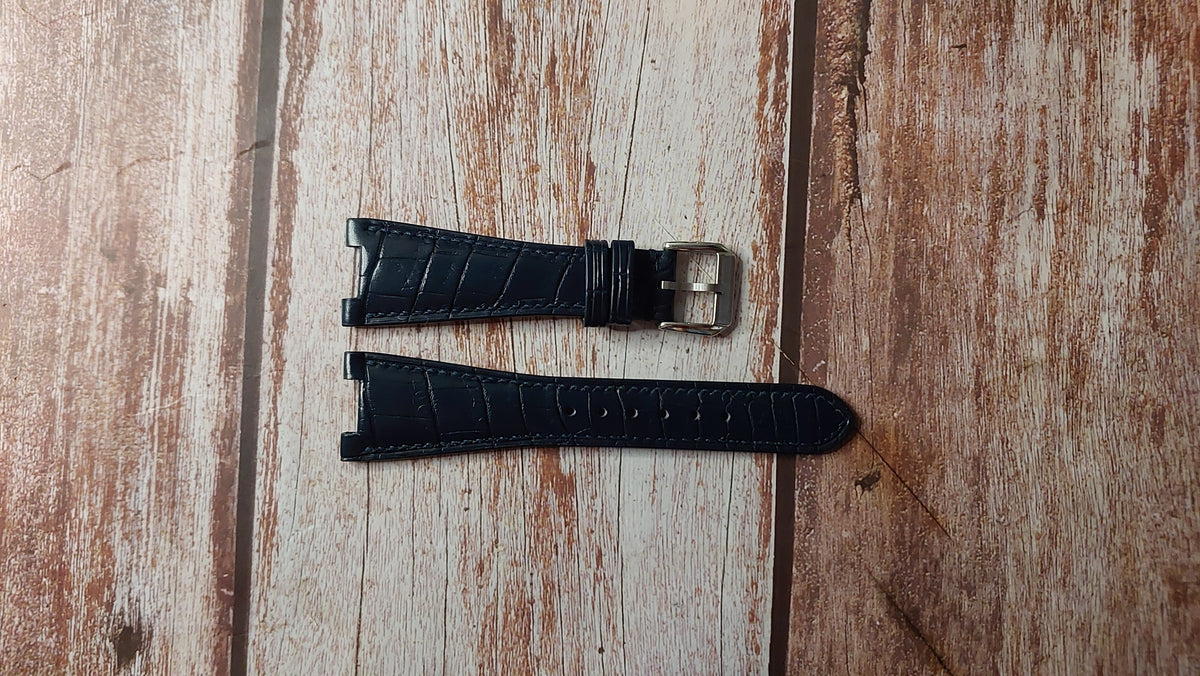 Dark Blue Crocodile Leather Custom Notched Strap – VGreen