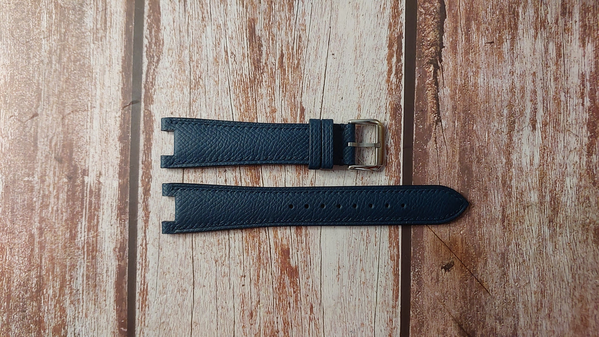 Navy Epsom Leather Custom Notched Strap For Tag WT1113 Watch – VGreen
