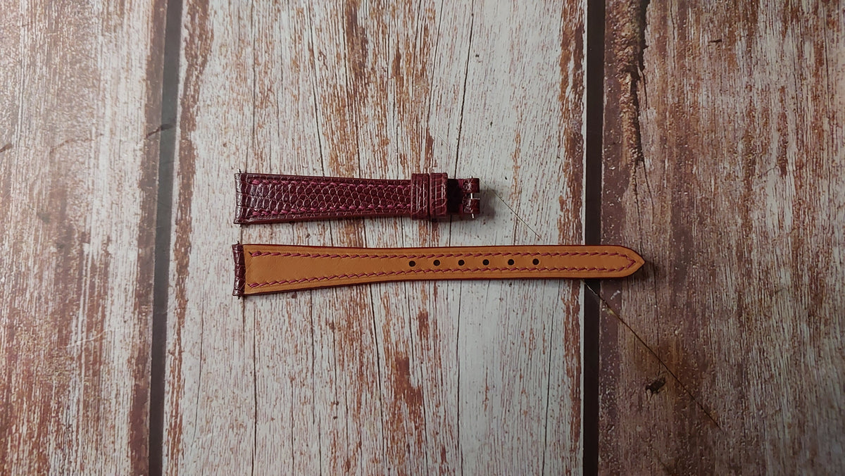 Red Lizard Leather Custom Curved End Watch Strap – VGreen
