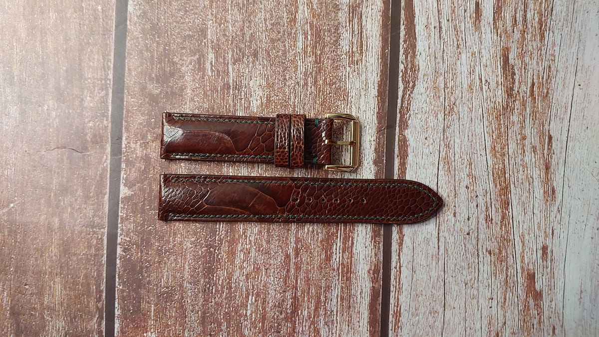 Dark Brown Full Grain Ostrich Leg Custom Leather Strap For Seiko Presa ...