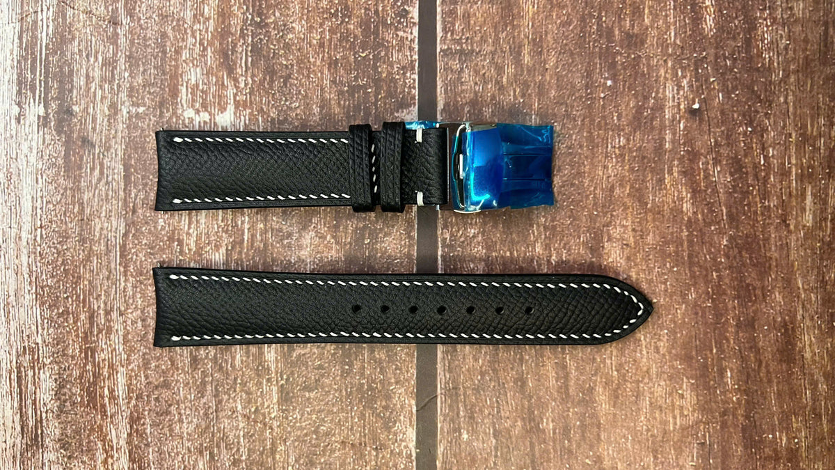 Custom Curved End Watch Straps - Black Epsom Leather for Bell and Ross ...