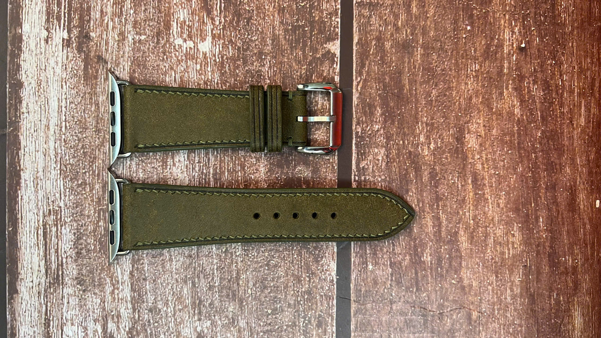 Maya Leather Watch Strap - Dark Green for Apple Watch Series 5 (44mm ...