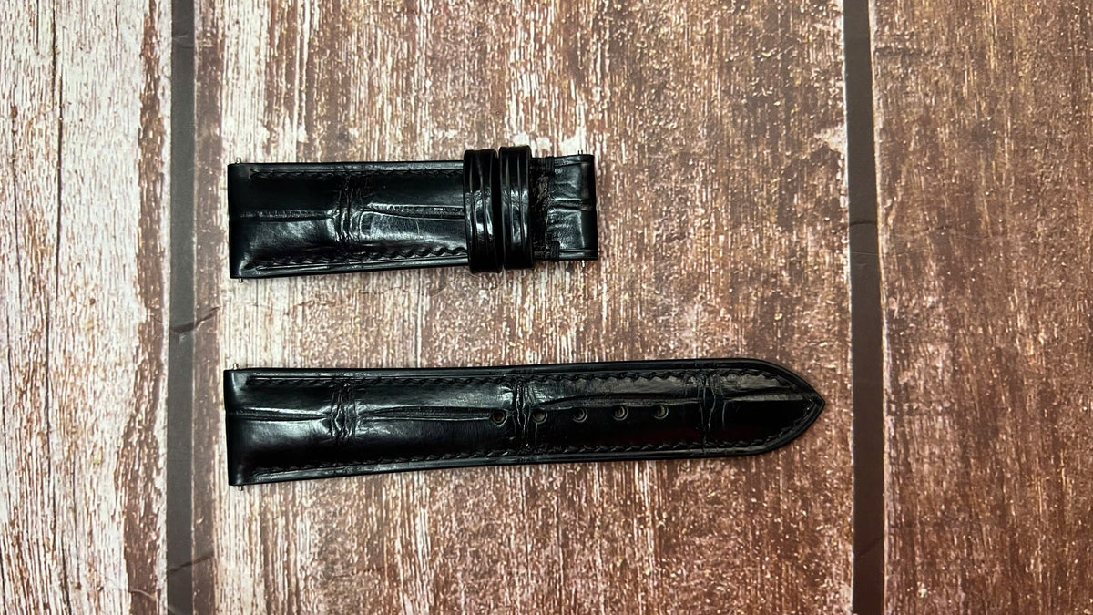 Crocodile Leather Watch Strap - Black For Regolo italian watch – VGreen