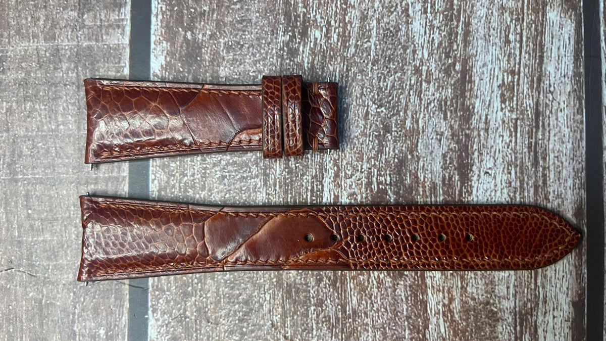 Custom Curved End Watch Straps - Rooibos Tea Ostrich leather – VGreen