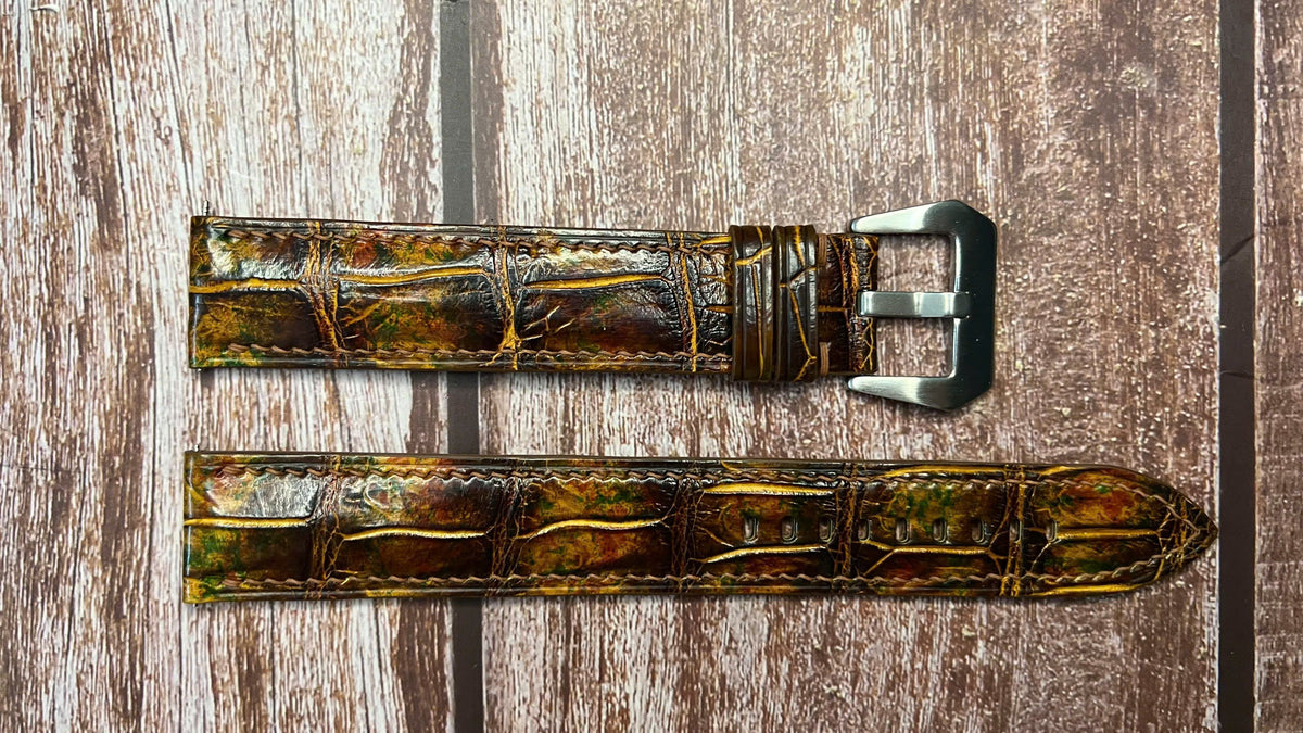 Crocodile Leather Watch Strap - Mixing Dye for a Baume Et Mercier Clif ...