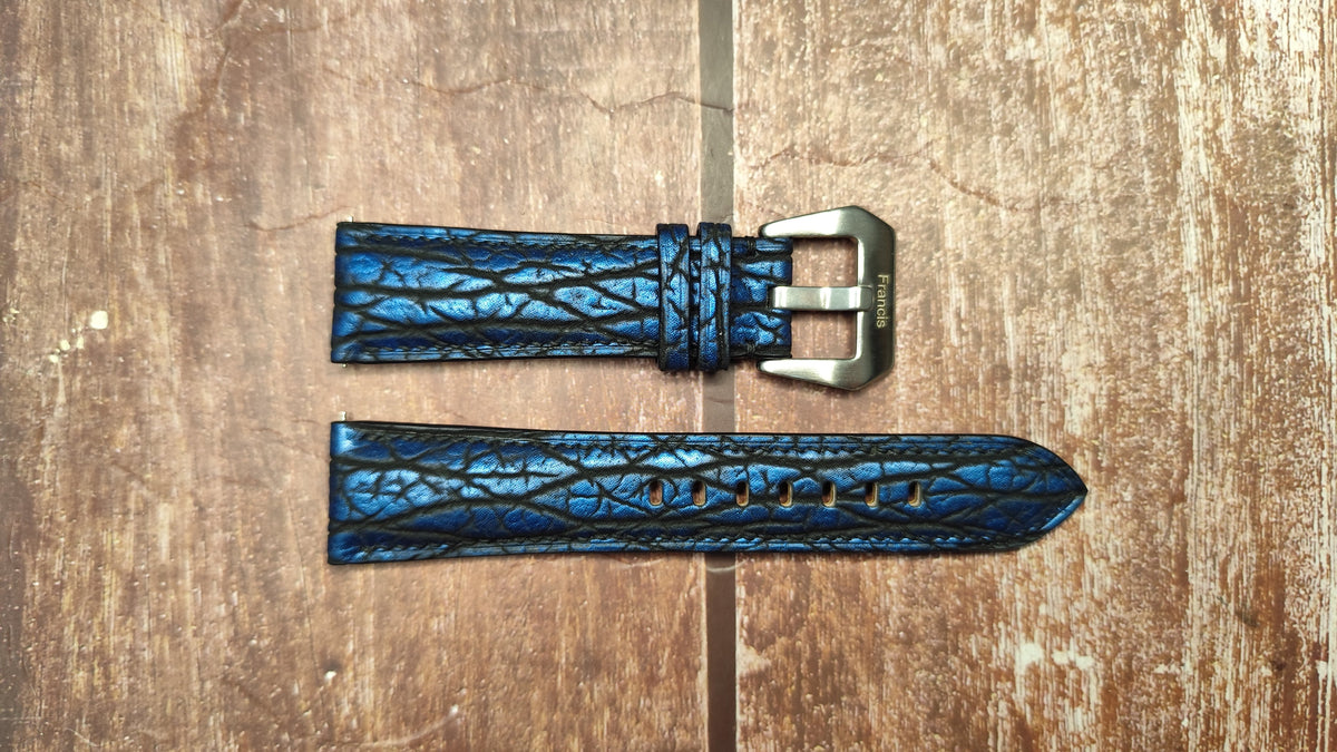 Shark Skin Watch Strap - Blue For Cartier Tank Solo XL – VGreen