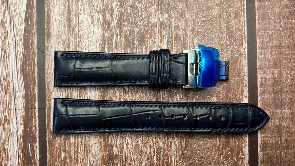 Crocodile Leather Watch Strap - Dark Blue For Rolex Batman – VGreen