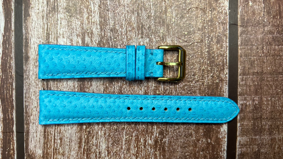 Karung Snake Skin Watch Strap - Tiffany Blue For Yellow gold Cartier L ...
