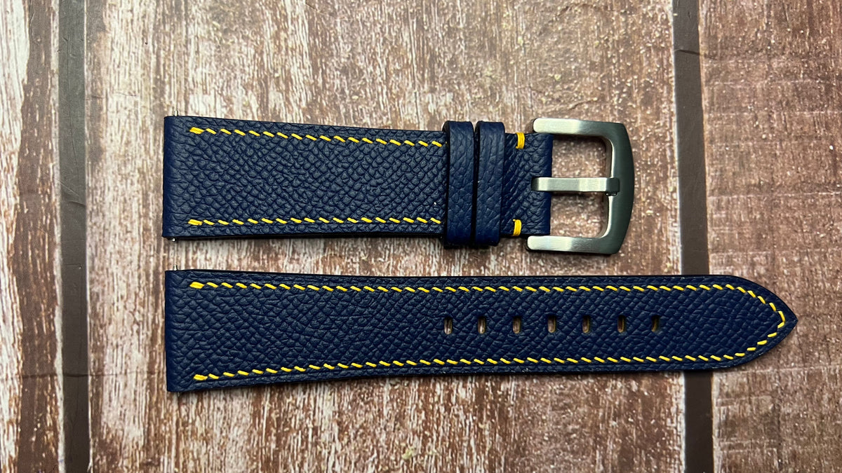 Epsom Leather Watch Strap - Navy For Citizen Blue Angels World Chronog ...