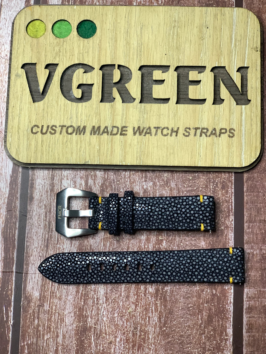 Stingray Leather Watch Strap - Black For Grand Seiko Elegance SBGE271 ...