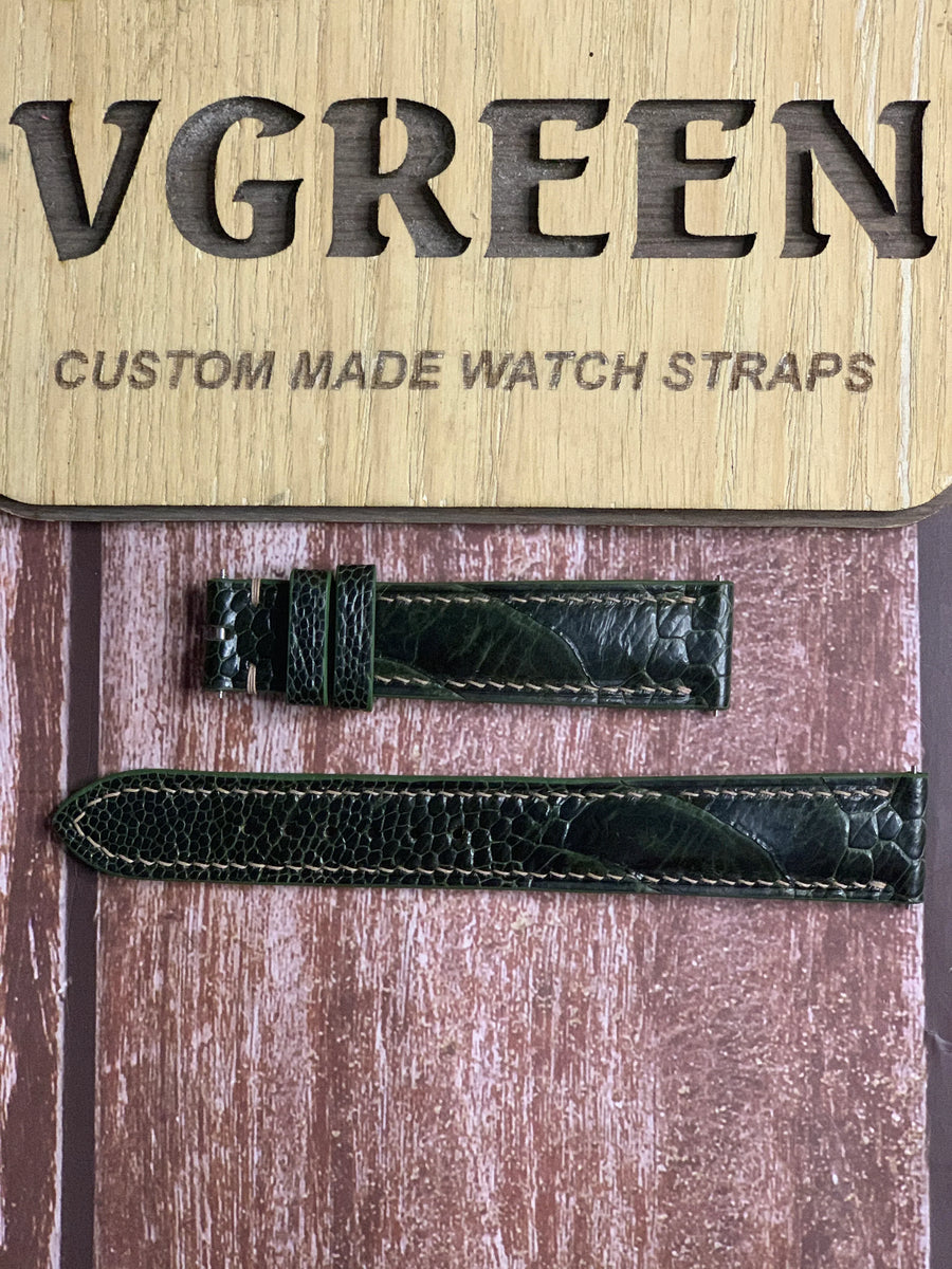 Ostrich Leg Leather Watch Strap - Moss Green For VC Historique 1921 ro ...