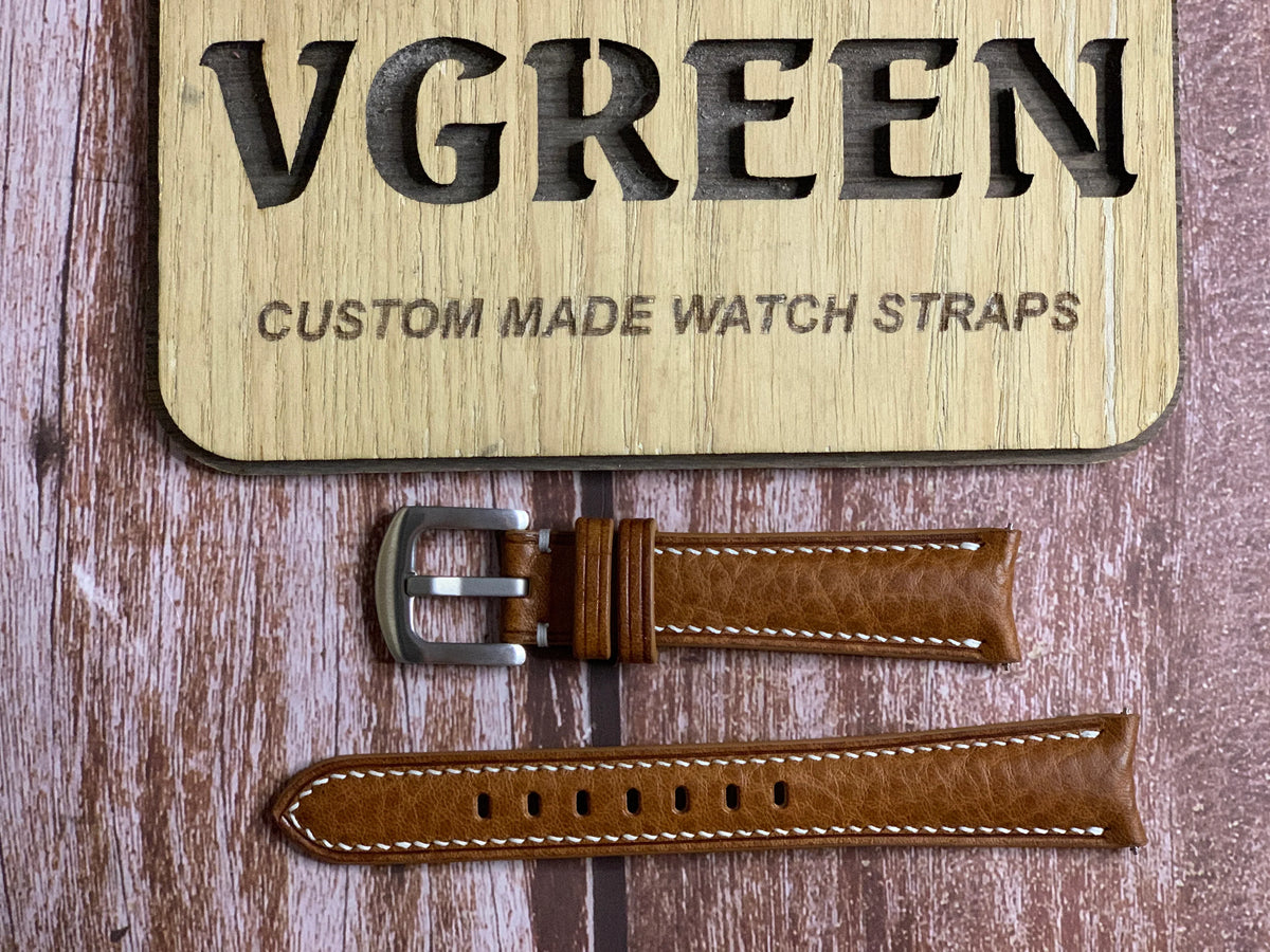 Custom Curved End Watch Straps for Universal Geneve Golden Shadow 18KY ...