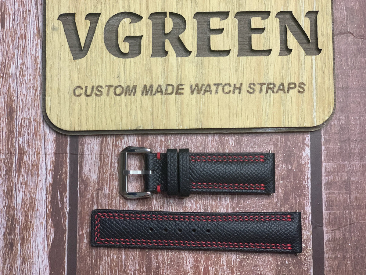Epsom Leather Watch Strap - Black For Ball Engineer master diver 2 tmt ...