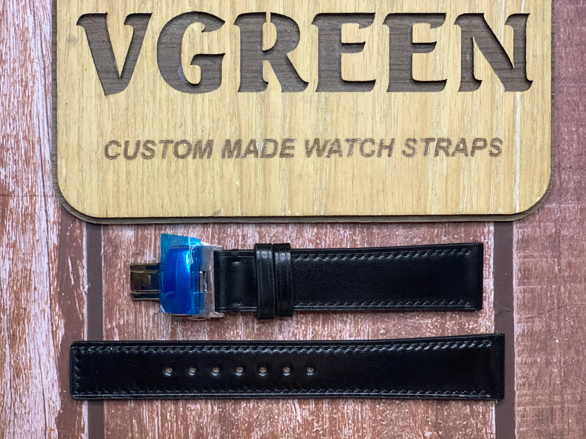 Shell Cordovan Leather Watch Strap - Black for Hamilton H646150 – VGreen