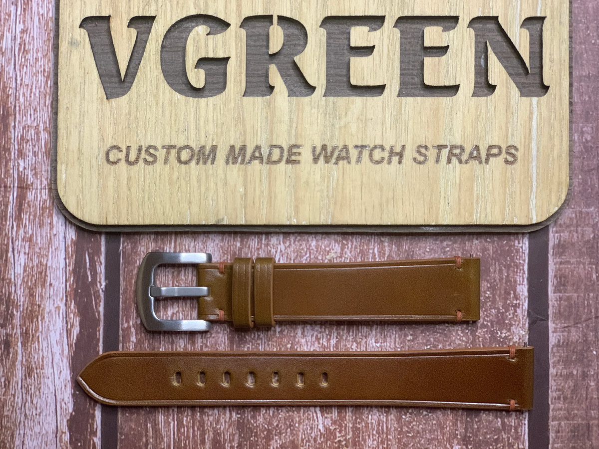 Shell Cordovan Leather Watch Strap - Cognac for Filson Field Watch (ma ...