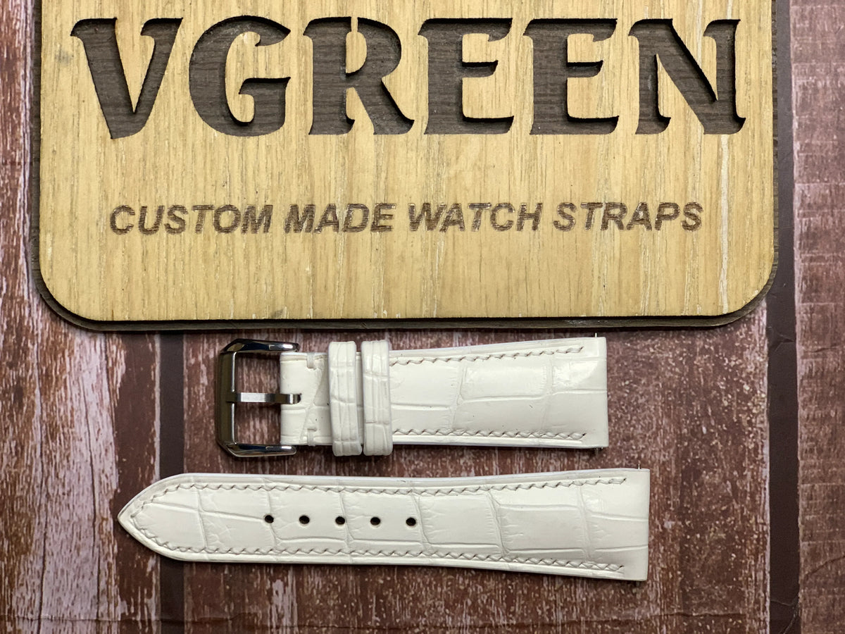 Crocodile Leather Watch Strap - Sand White for Monique M – VGreen