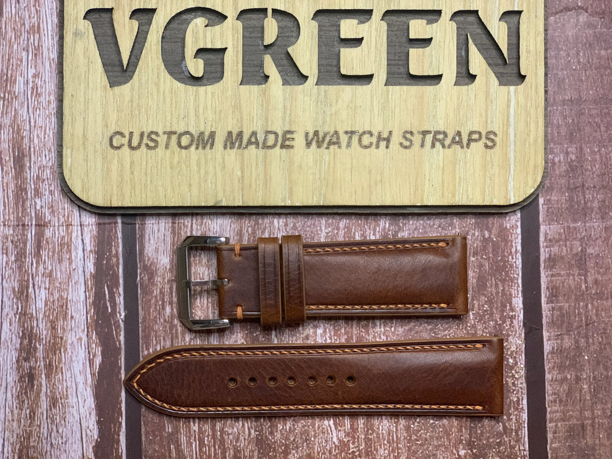 24mm Watch Strap - Cognac Badalassi Wax Leather – VGreen