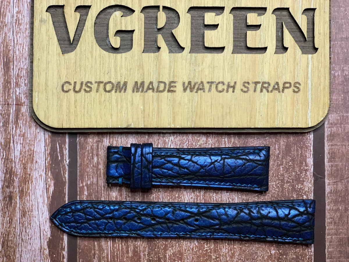 Shark Skin Watch Strap - Blue For Montblanc 1858 – VGreen