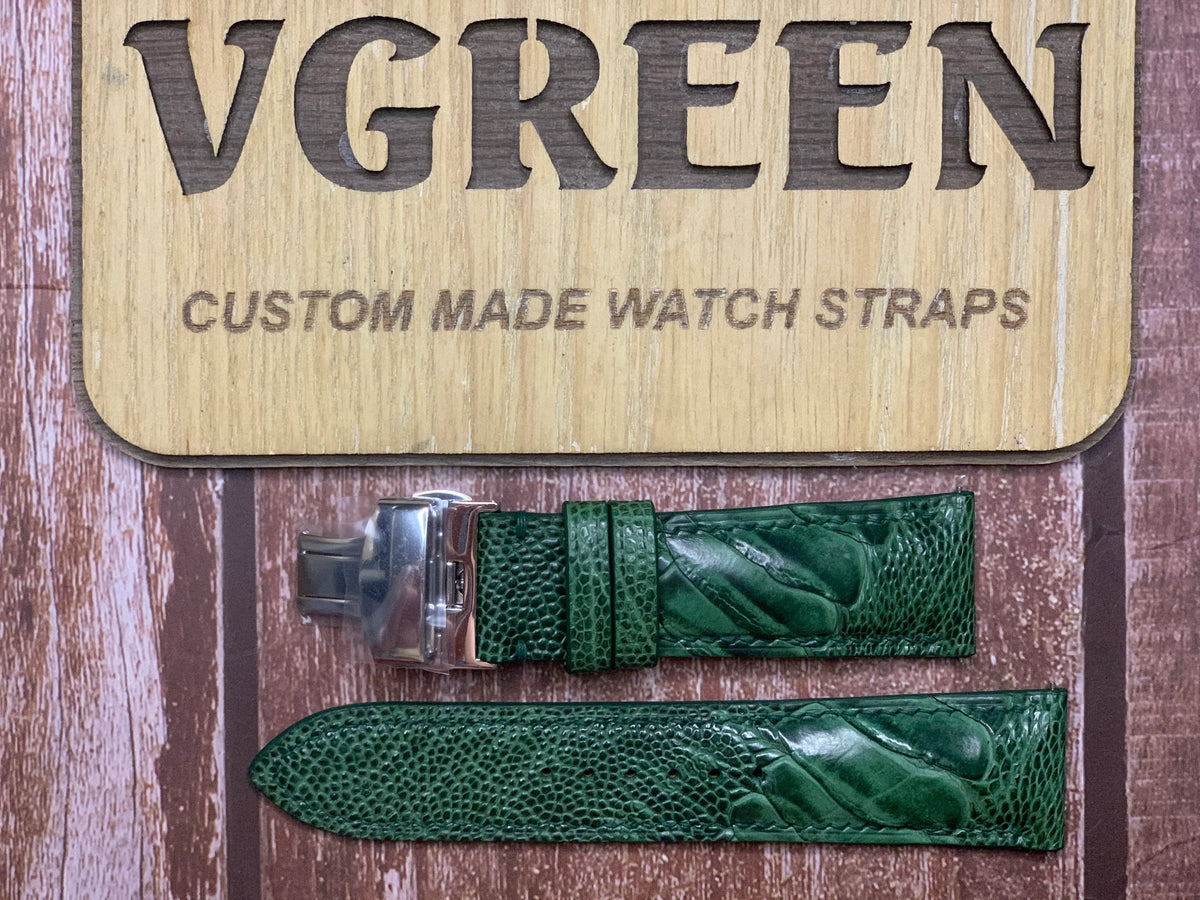 Ostrich Leg Leather Watch Strap - Green for Tissot touch solar – VGreen