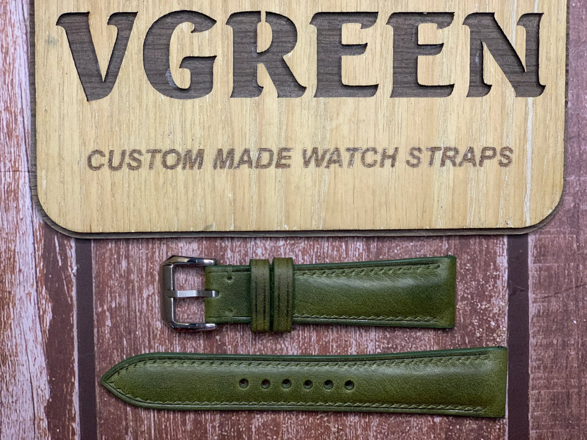 Badalassi Wax Leather Watch Strap - Olive Green For Tudor Black Bay 58 ...