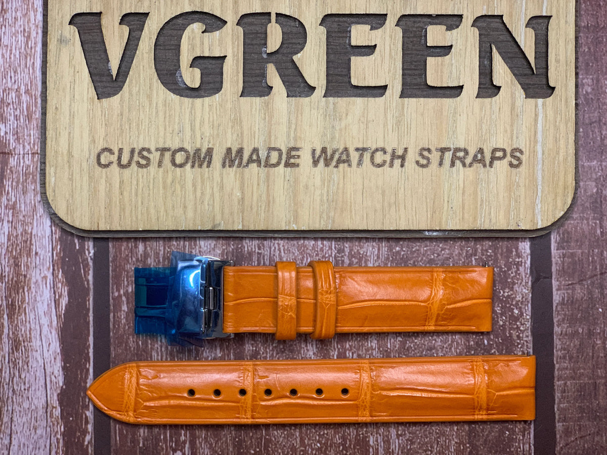Crocodile Leather Watch Strap - Orange for Omega Speedmaster – VGreen