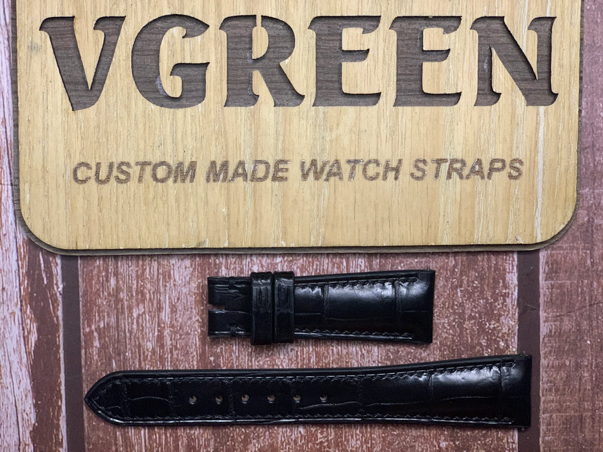 Crocodile Leather Watch Strap - Black for a Patek Philippe 5205r – VGreen