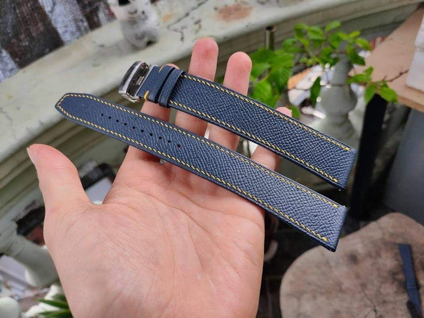 Navy Epsom Leather Custom Strap For Citizen Promaster Nighthawk BJ7007 ...