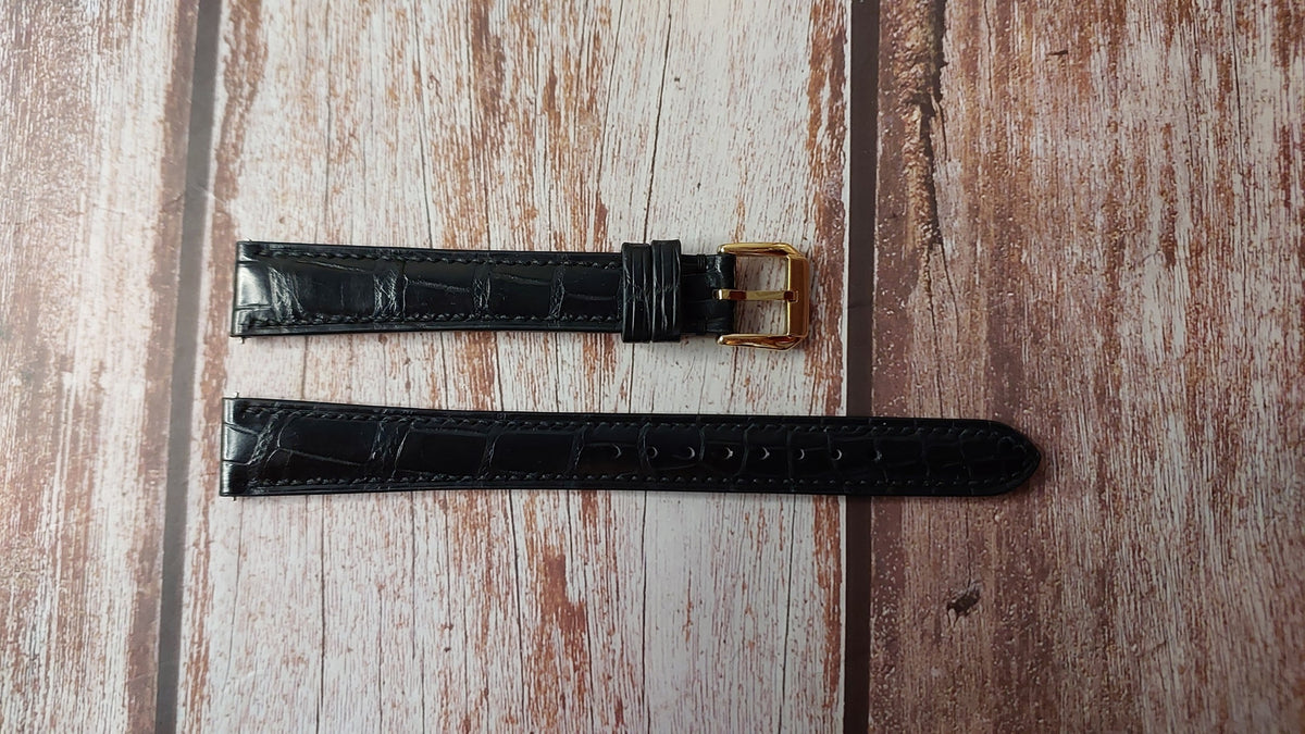 Black Full Grain Crocodile Leather Strap For Tank Watch – VGreen