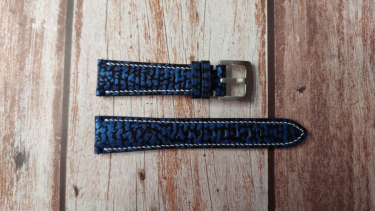 Blue Full Grain Shark Skin Leather Strap For Citizen Watch – VGreen