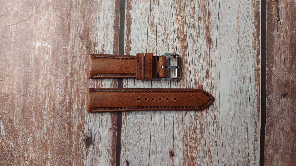 Cognac Badalassi Wax Leather Strap For Omega Speedmaster 57 Watch – VGreen