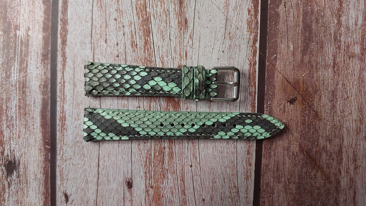 Green Full Grain Snakeskin Leather Strap For Cartier Tank Watch – VGreen