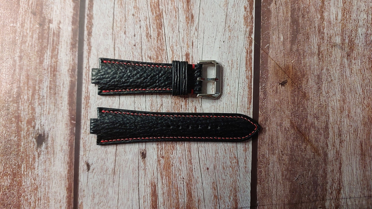 Black Sharkskin Leather Custom Notched Strap For Victorinox Swiss Army ...
