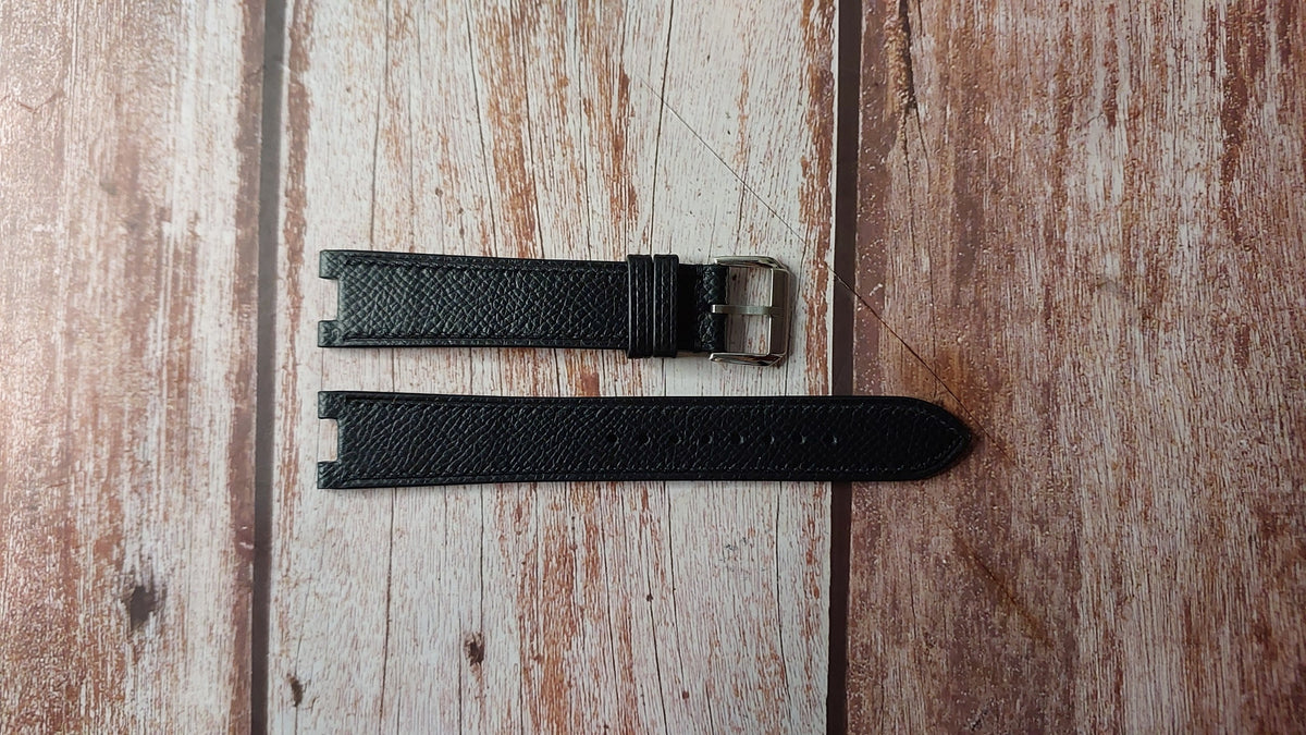 Black Epsom Leather Custom Notched Strap For Victorinox Swiss Army Nig ...